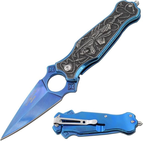 Japanese Samurai Skeleton Skull Dark Souls Blue Laser Engraved Unique