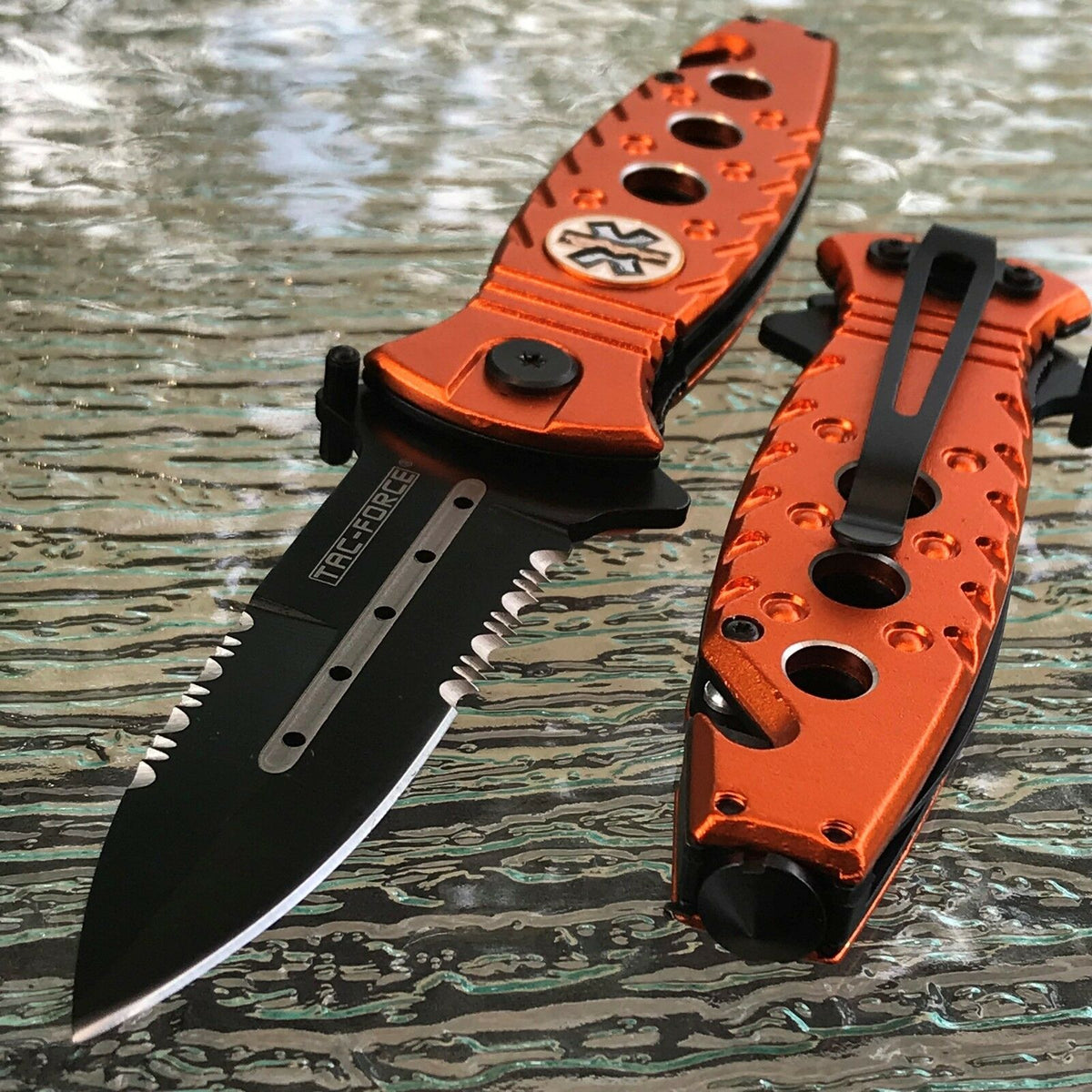 7.75" Tac Force Emergency EMS EMT Rescue Orange Pocket Knife