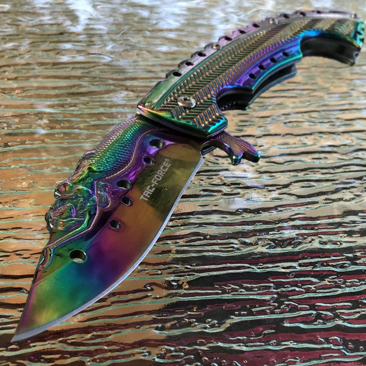 8.75" Tac Force Mermaid Tactical Rainbow Fantasy Folding Pocket Knife