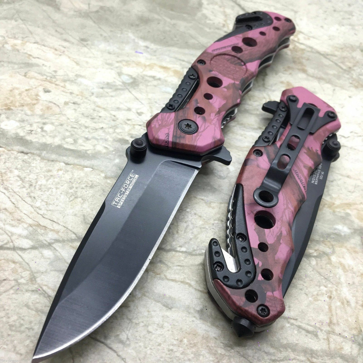 7.75" TAC FORCE SPRING ASSISTED TACTICAL PINK CAMO FOLDING POCKET KNIF