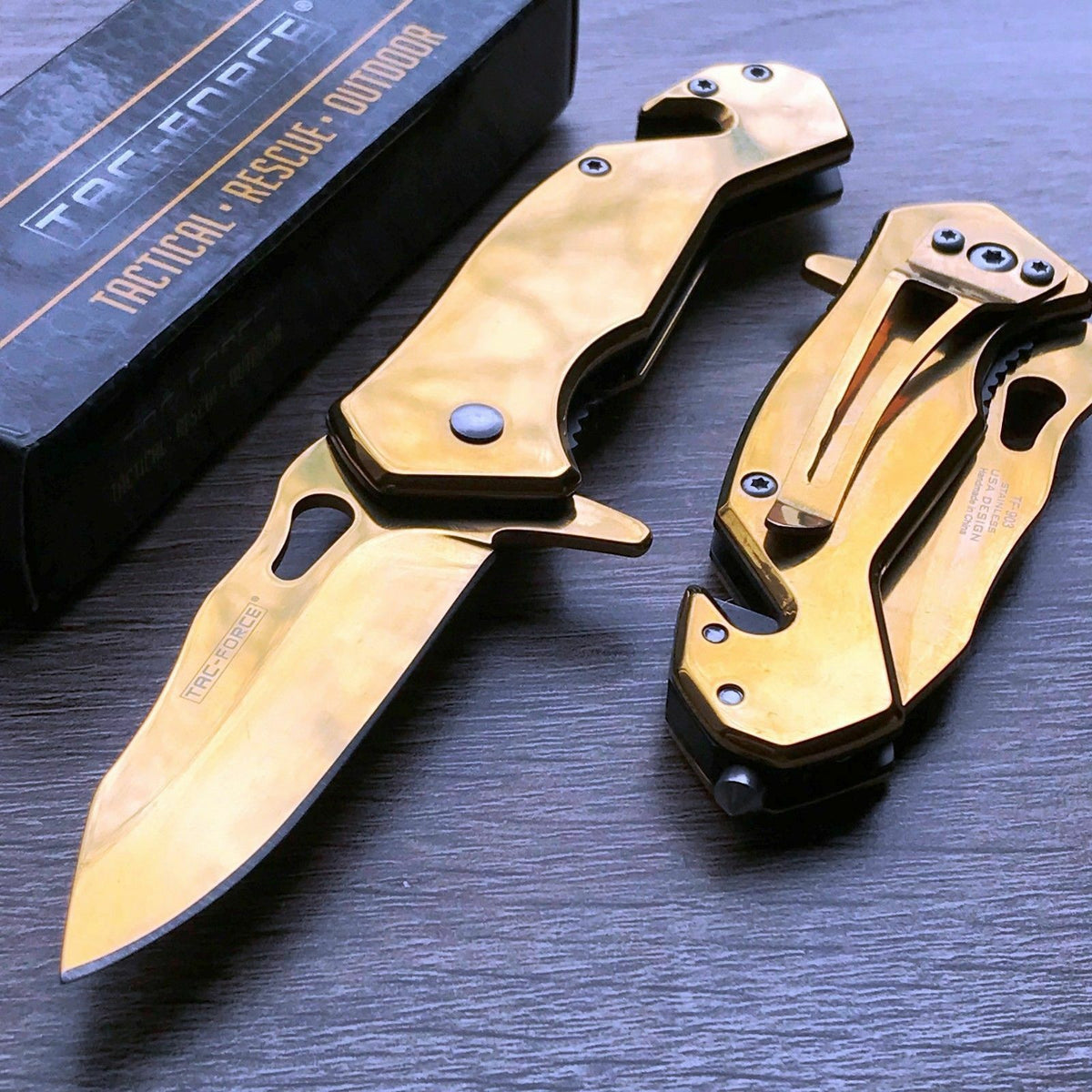 Tac Force TF Tactics Mini Gold Tactical Folding Pocket Knife TF-903GD