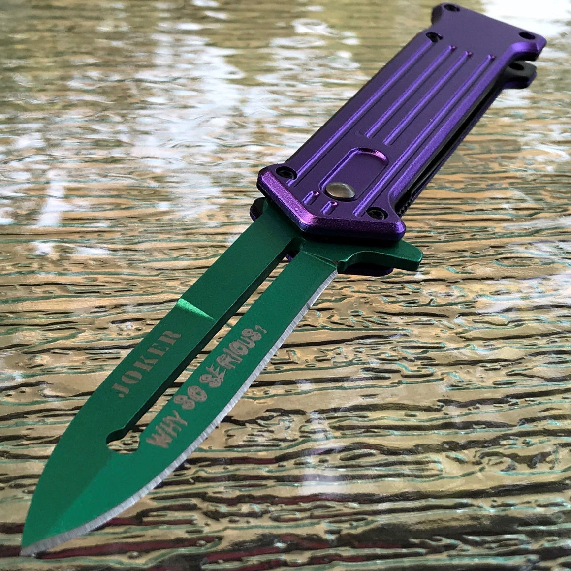 7.5" Batman Joker Spring Assisted Stiletto Folding Pocket Knife