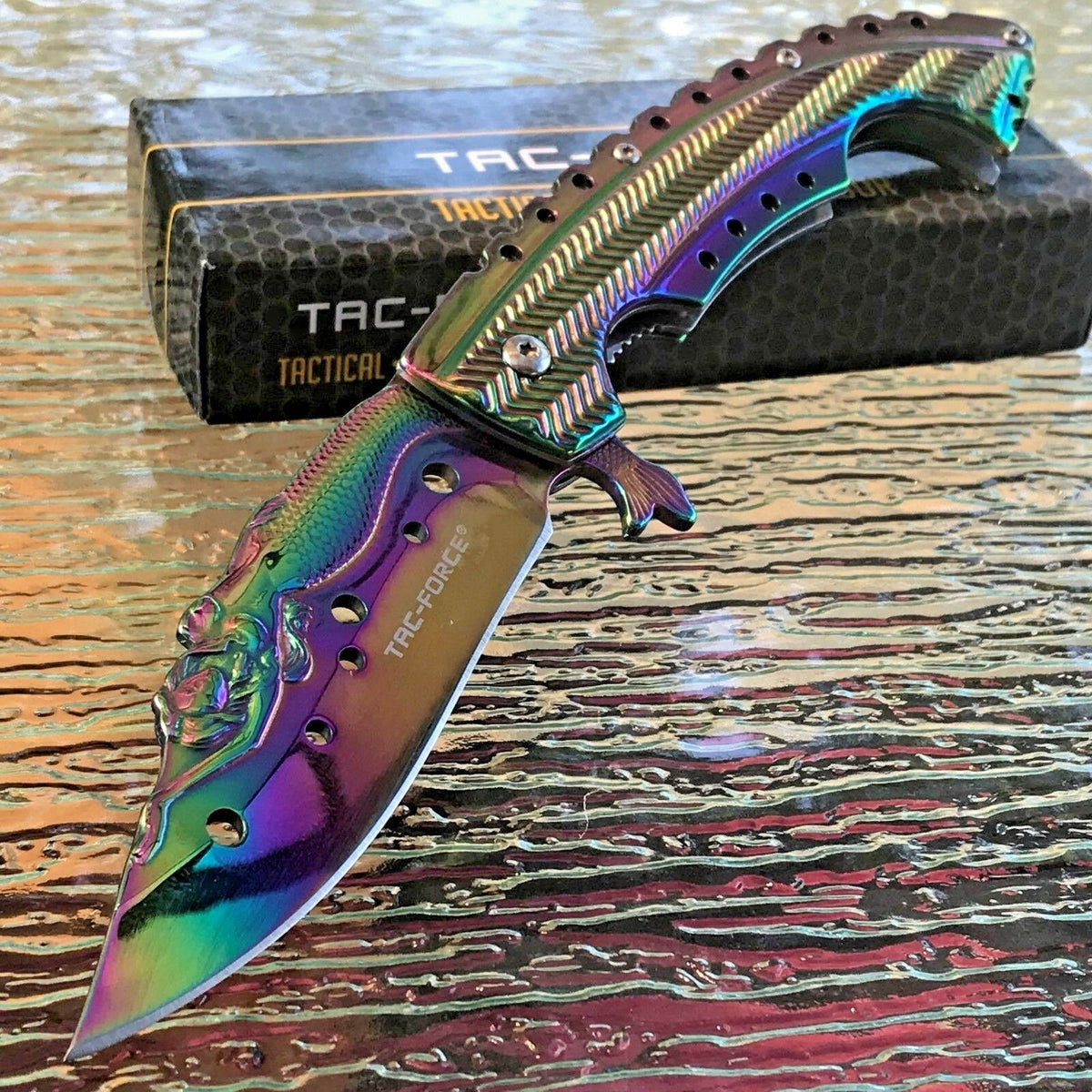 8.75" Tac Force Mermaid Tactical Rainbow Fantasy Folding Pocket Knife