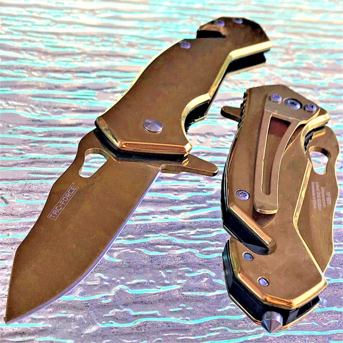 Tac Force TF Tactics Mini Gold Tactical Folding Pocket Knife TF-903GD