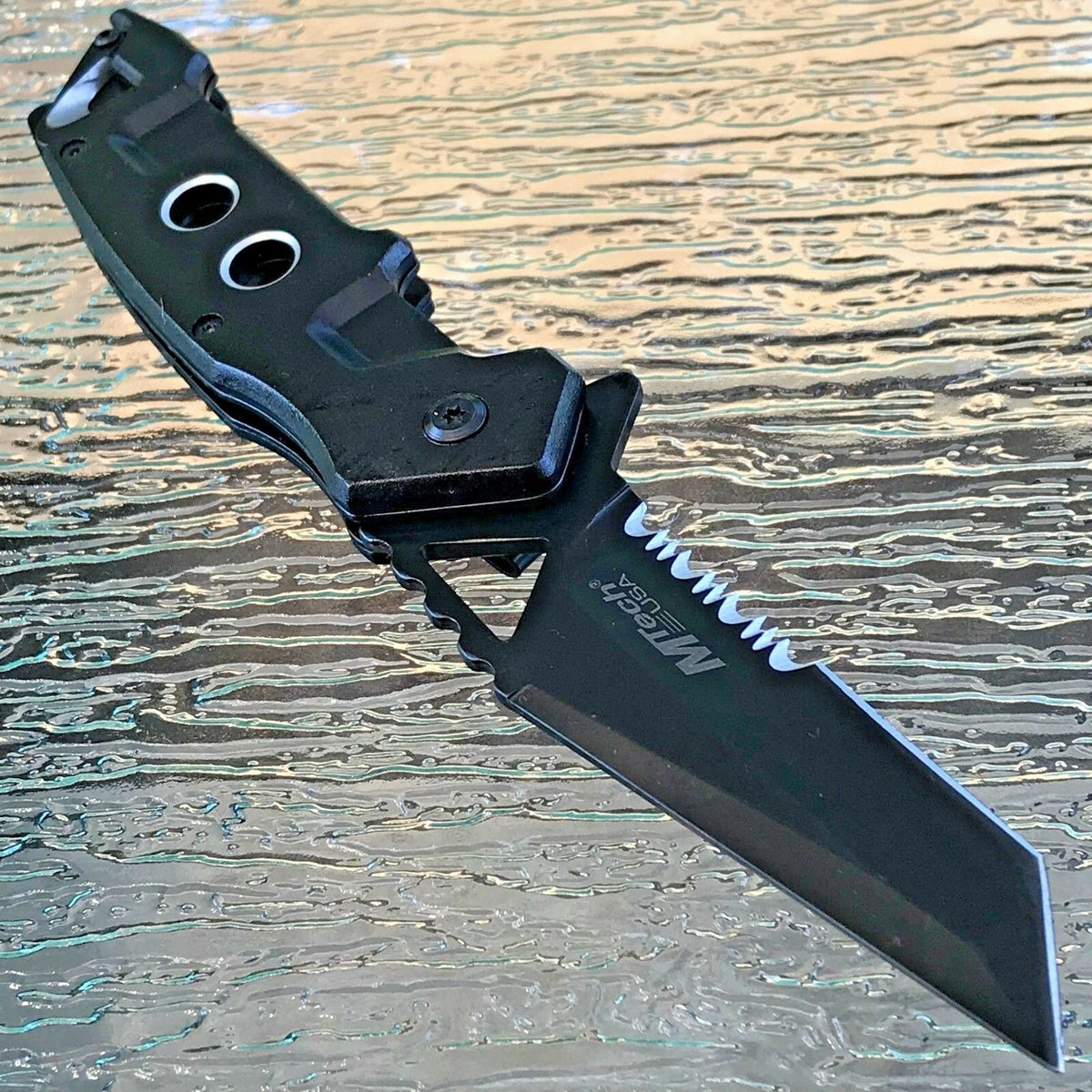 8.5" MTech USA Black Spring Assisted Tanto Blade Pocket Knife