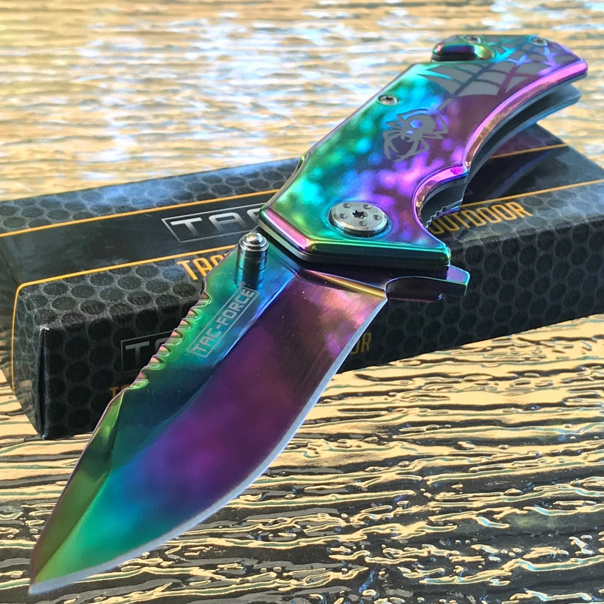 8" TAC FORCE RAINBOW SPIDER SPRING ASSISTED TACTICAL FOLDING POCKET KN