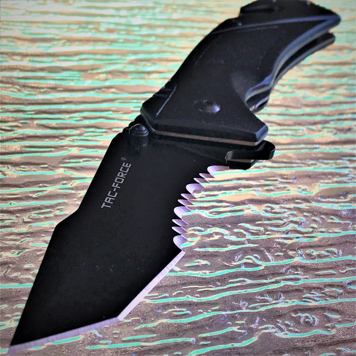 8.25" Tac Force Black Tanto Spring Assisted Rescue Pocket Knife