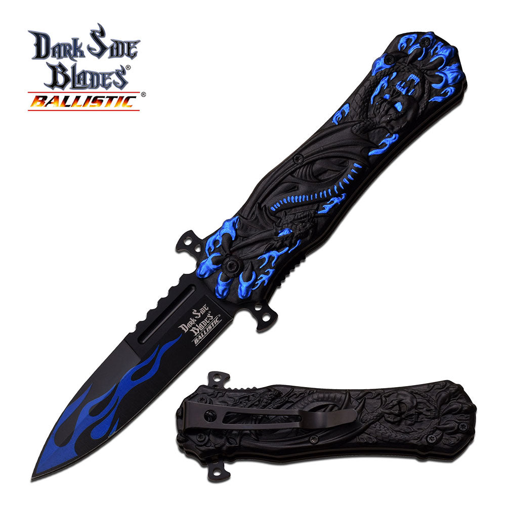 Dark Side Blades Ballistic Dragon Blue Flame Pocket Knife