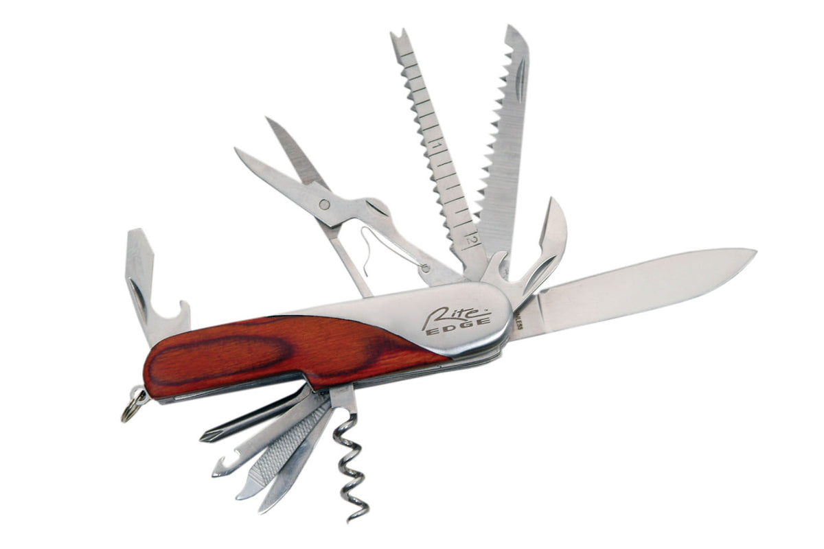 Rite Edge 13 Function Swiss Type Wood & Steel Durable MultiTool