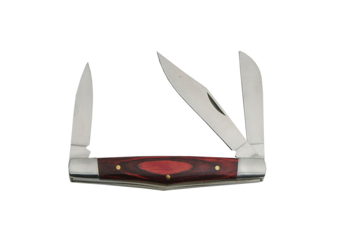 Rite Edge Dark Pakkawood Stockman 3 Bladed Imperial Pocket Knife